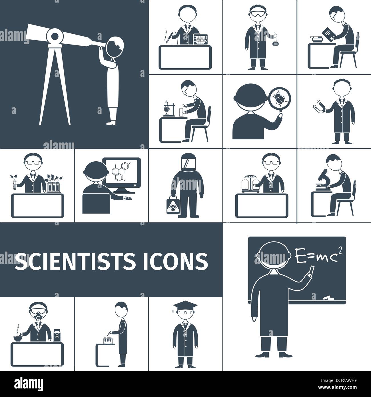 Scientist Icons Black Stock Vector Image & Art - Alamy