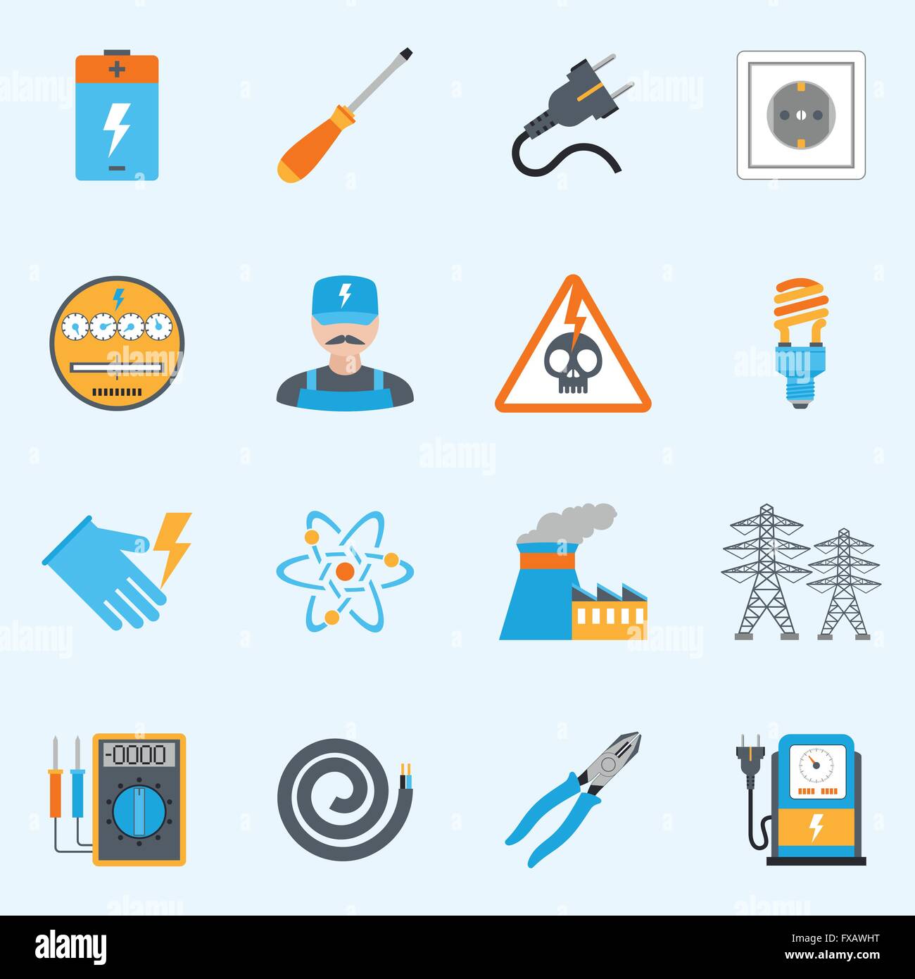 Electricity Icons Set Stock Vector Image & Art - Alamy