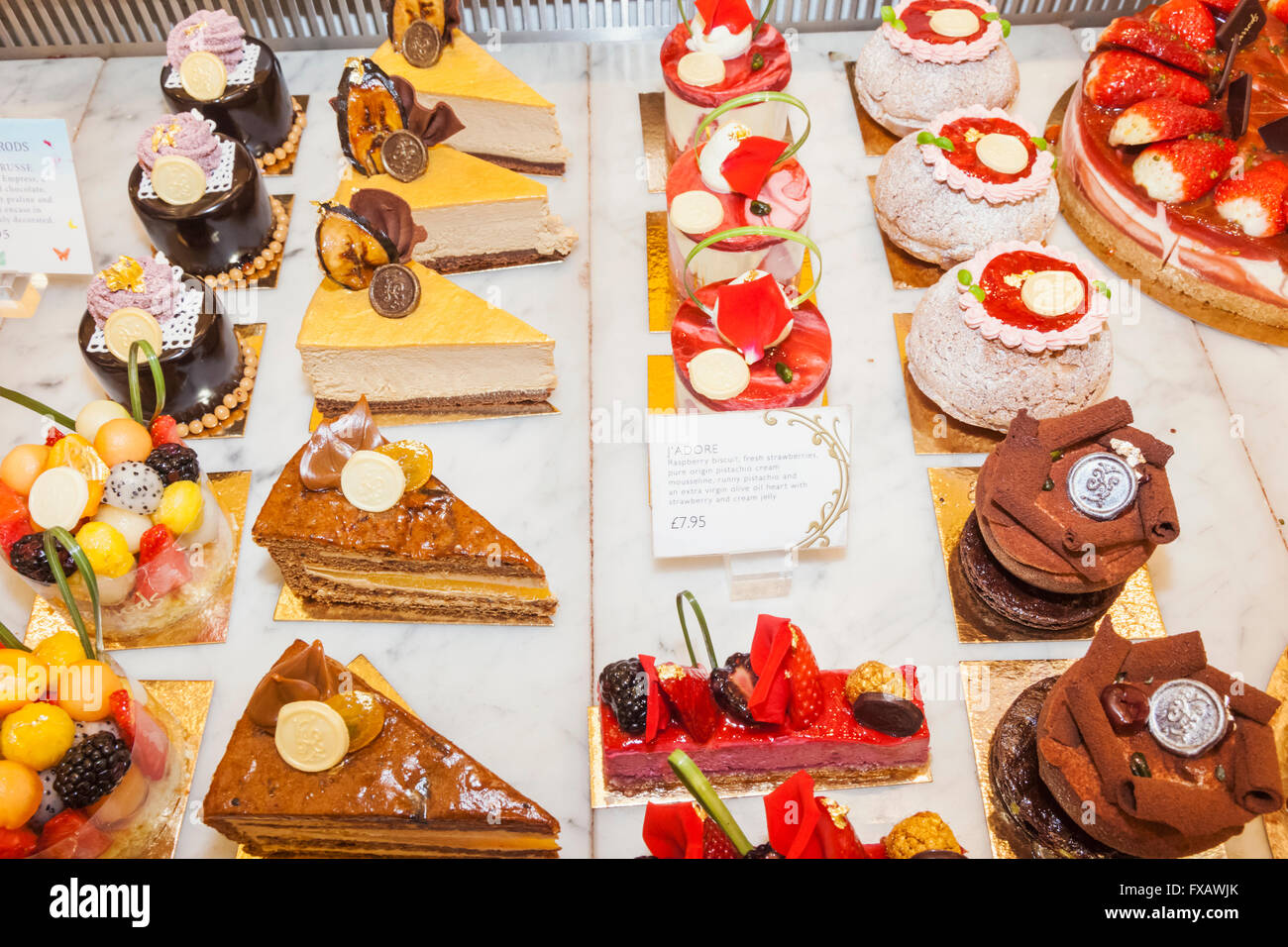 England, London, Knightsbridge, Harrods, Food Hall, Cake and Patisserie ...