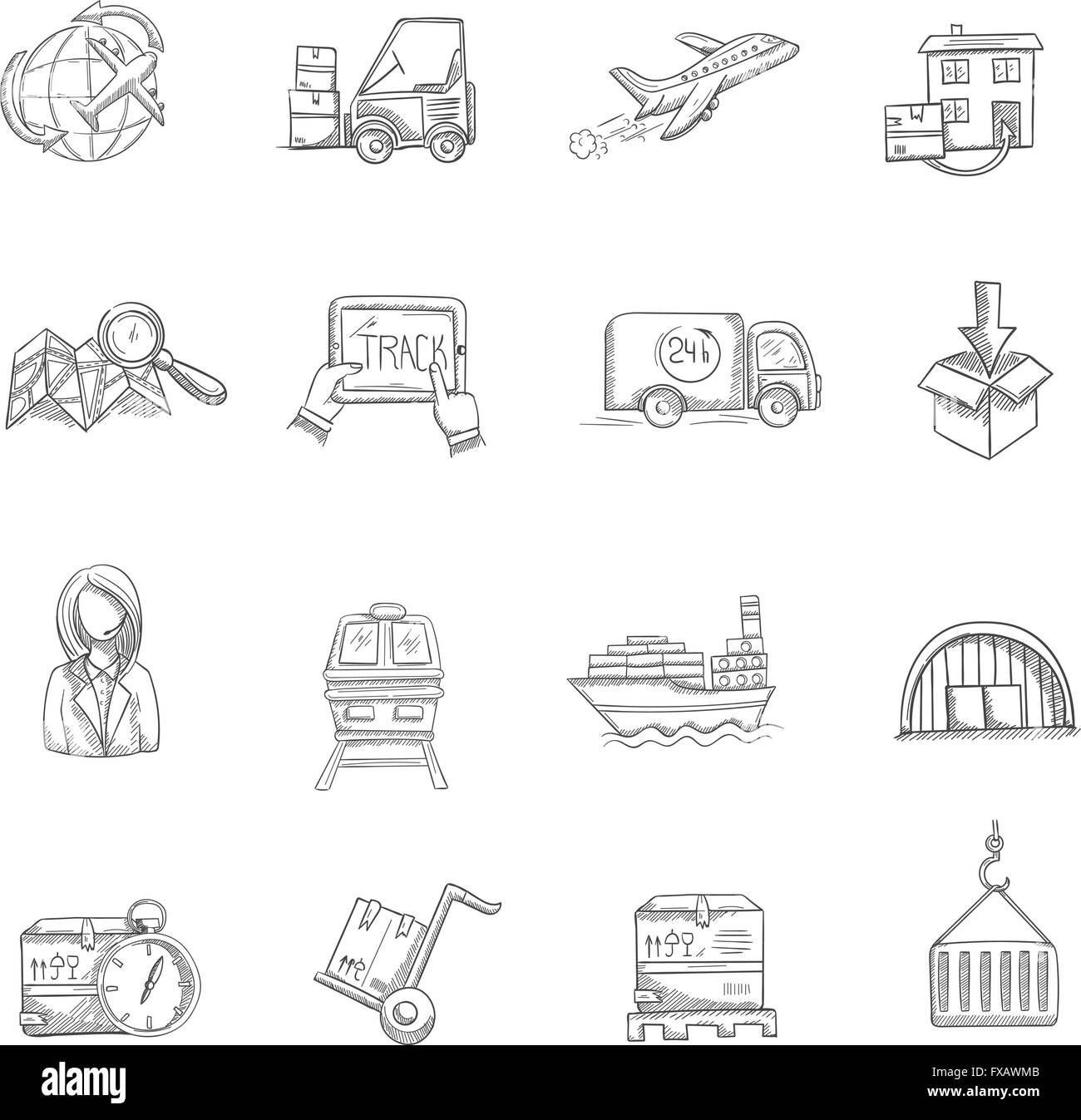 Logistics Sketch Set Stock Vector Image & Art - Alamy