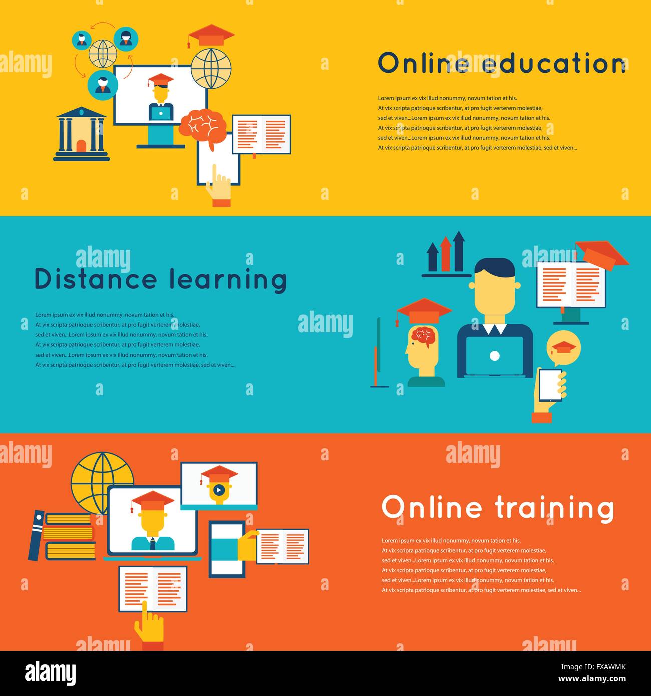 Online Education Banners Set Stock Vector Image & Art - Alamy