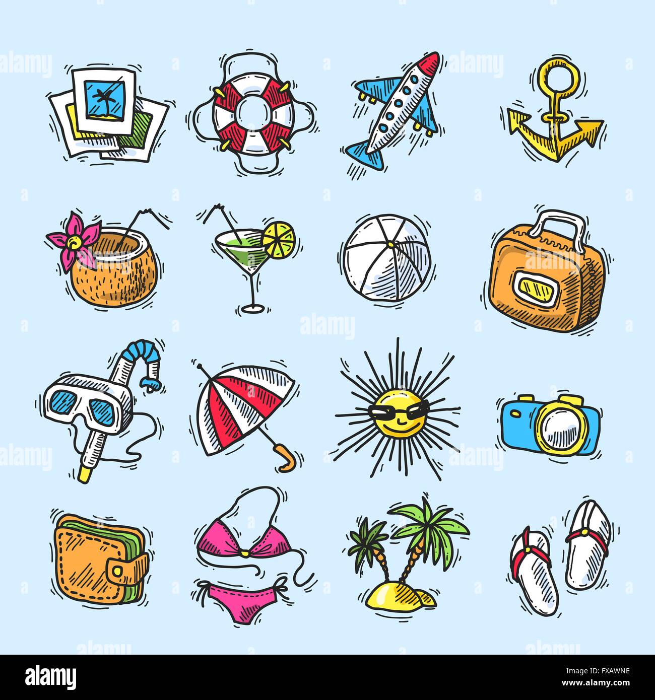 Summer vacation icon set Stock Vector Image & Art - Alamy