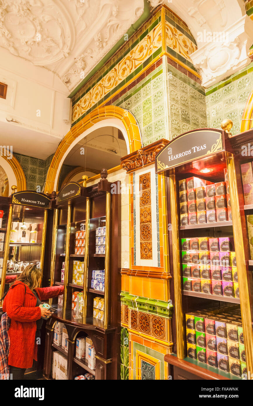 England, London, Knightsbridge, Harrods, Food Hall, Tea Counter Stock ...