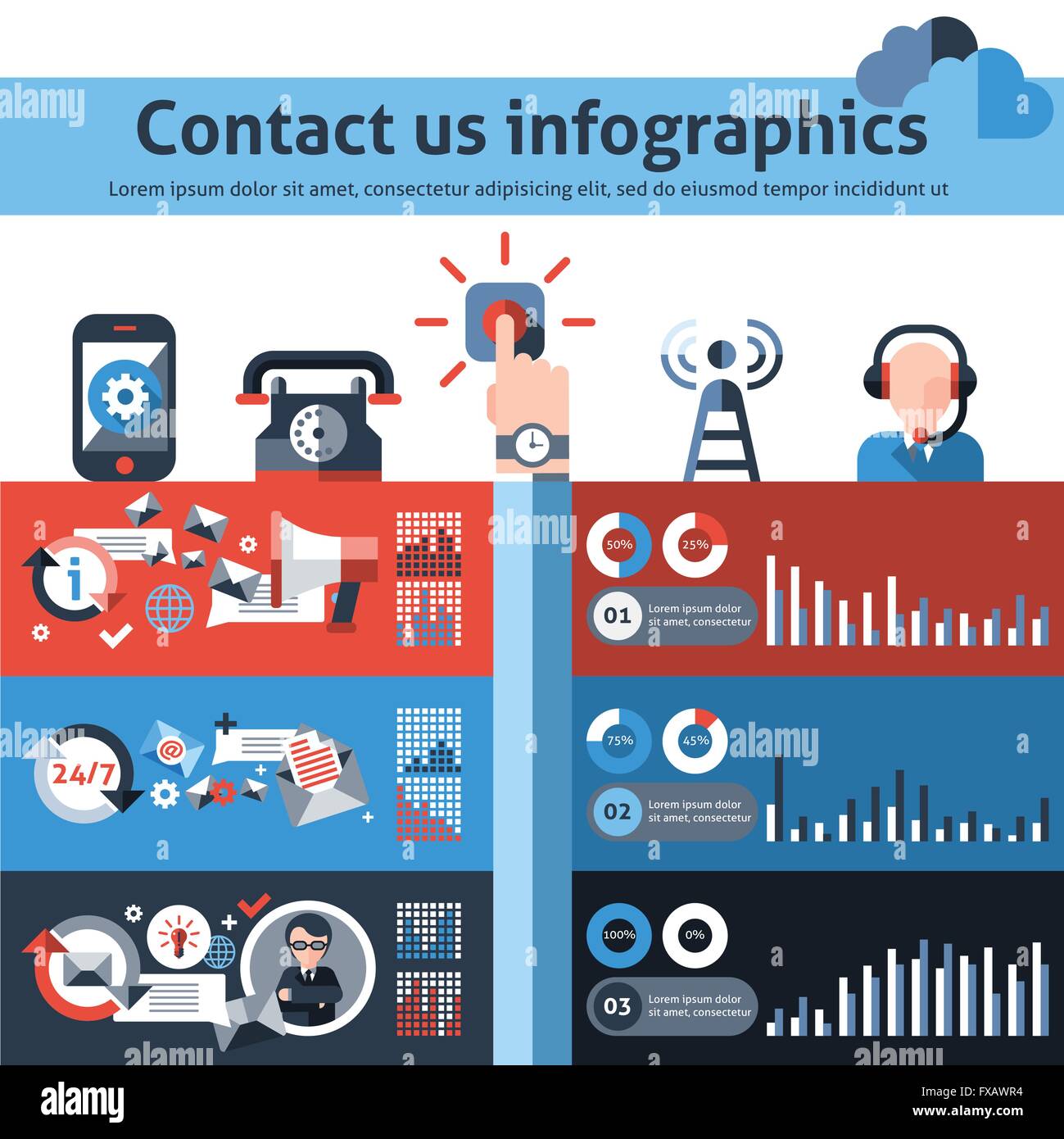 Contact us infographics Stock Vector Image & Art - Alamy