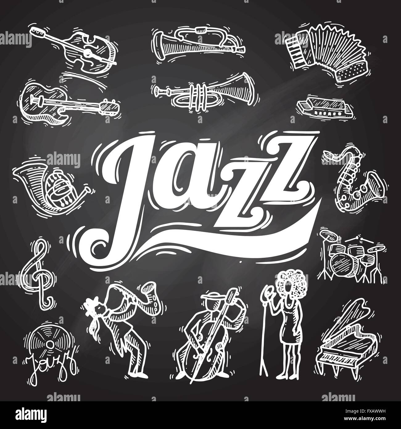 Jazz Chalkboard Set Stock Vector Image & Art - Alamy