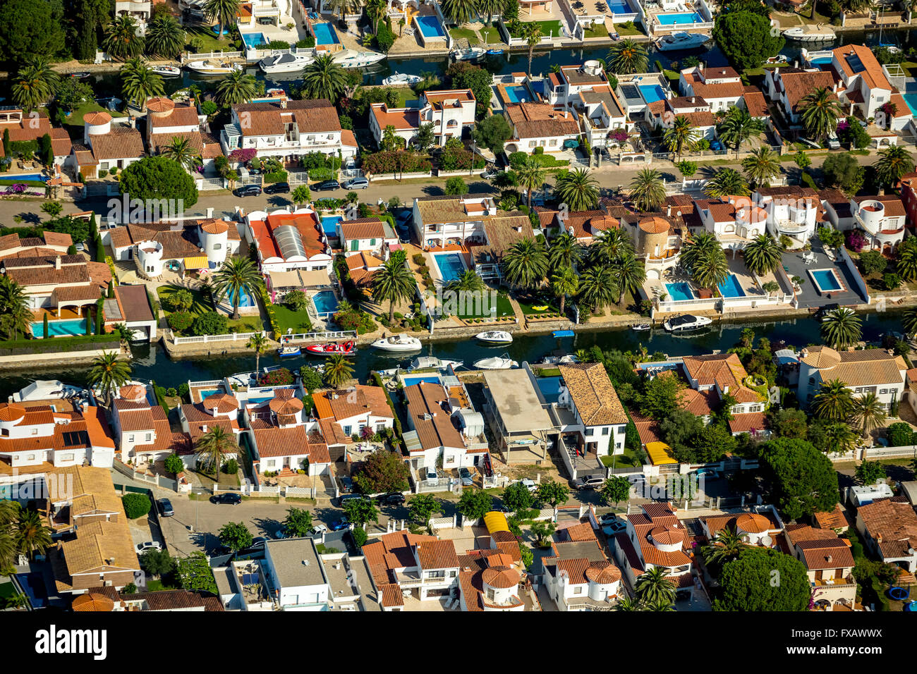 Aerial view, Marina of Empuriabrava, Ampuriabrava, Castelló d'Empúries ...