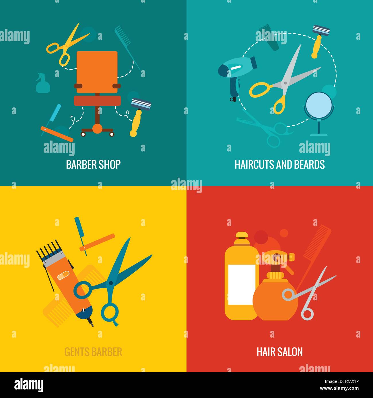 Barber shop flat icons composition Stock Vector Image & Art - Alamy