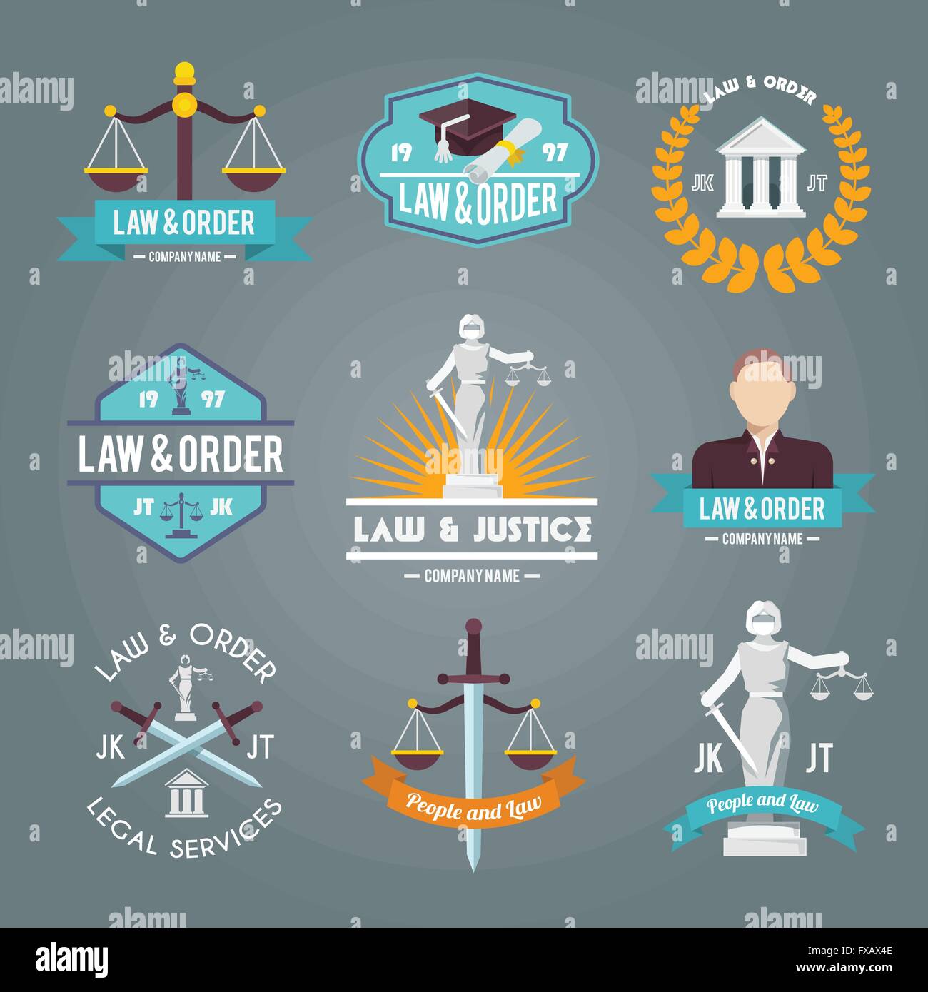 Law labels icons set Stock Vector Image & Art - Alamy