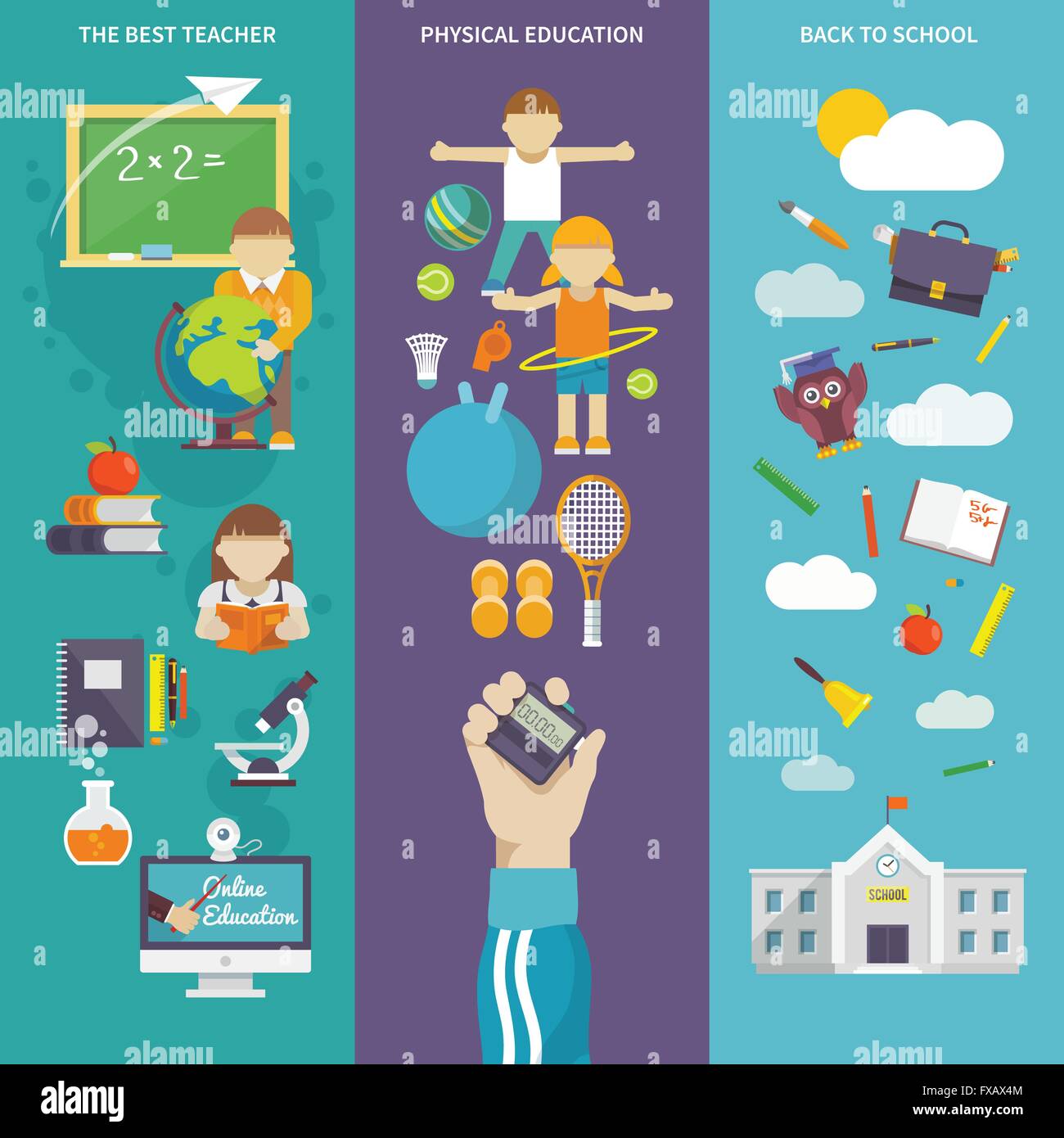 School teacher flat banners set Stock Vector Image & Art - Alamy