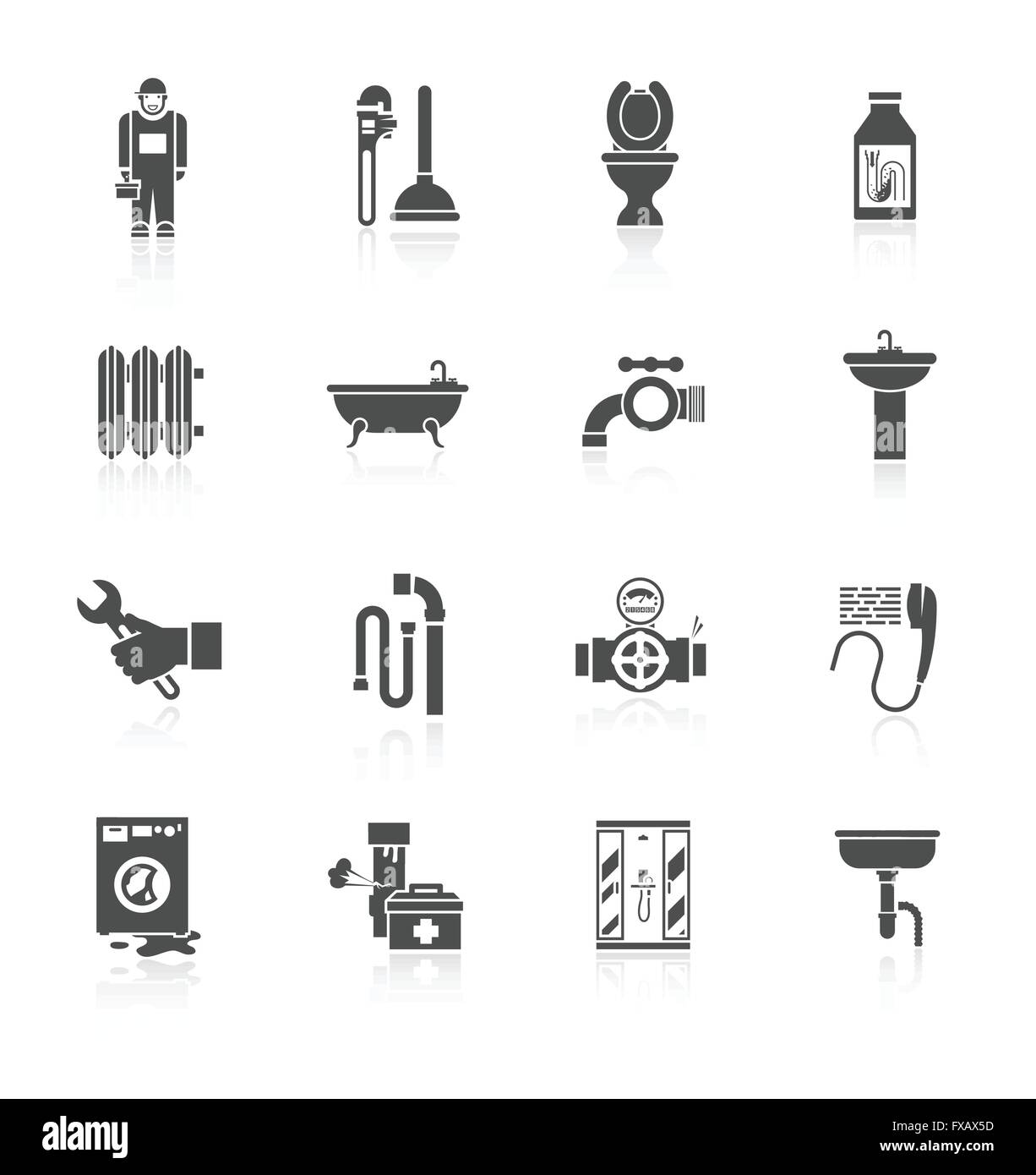 Black silhouette plumbing wrench Stock Vector Images - Alamy