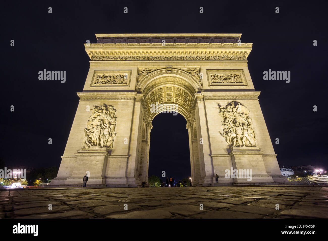 Wide Arc de Triomphe at night Stock Photo - Alamy
