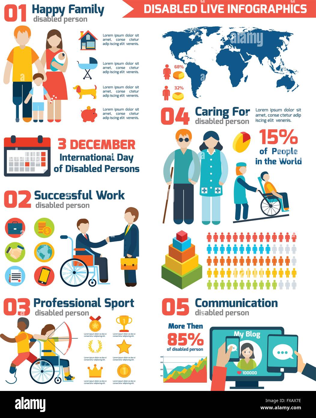 Disabled Infographics Set Stock Vector Image & Art - Alamy