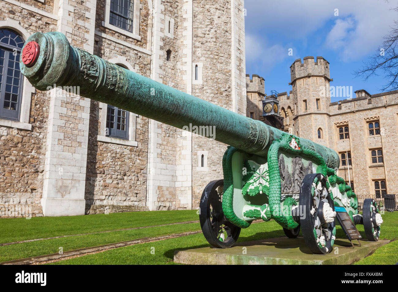England, London, Tower of London, The White Tower, Bronze 24-pounder ...