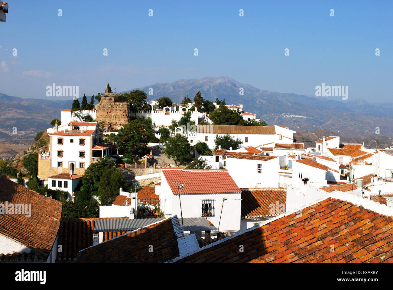 Comares spain hill village view pueblo blanco malaga hi-res stock ...