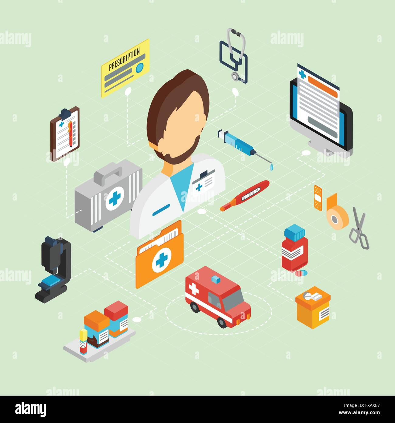 First aid isometric set hi-res stock photography and images - Alamy
