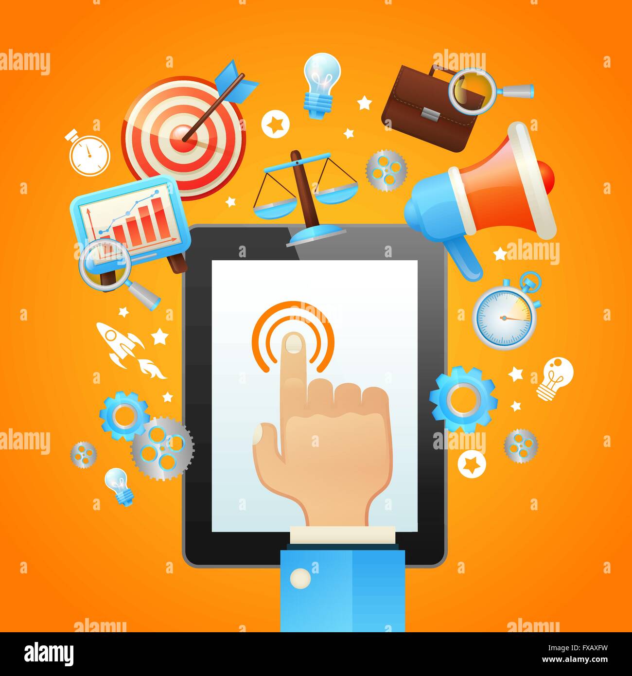 Hand With Tablet Device Stock Vector Image & Art - Alamy