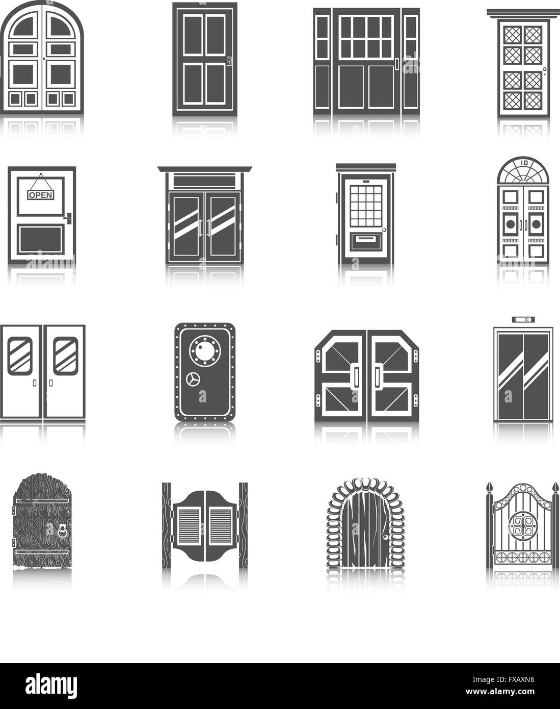 Door Icons Set Stock Vector Image & Art - Alamy
