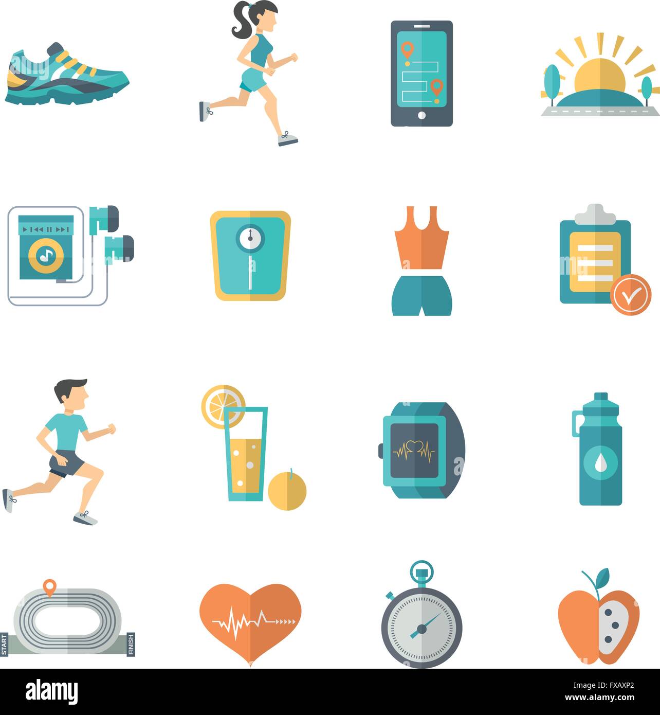 Jogging Icons Flat Stock Vector Image & Art - Alamy
