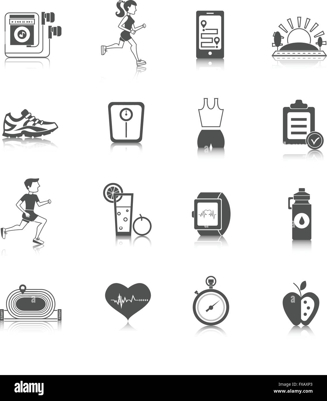 Jogging Icons Black Stock Vector Image & Art - Alamy