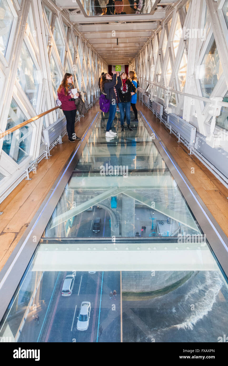 England, London, Tower Bridge, Interior Glass Walkway Stock Photo - Alamy