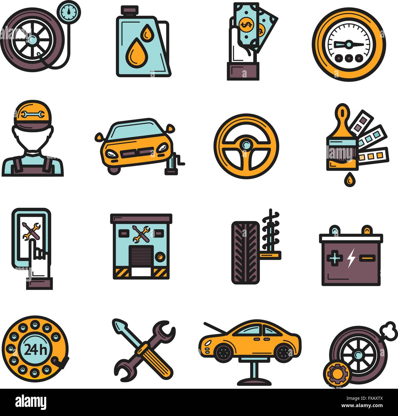 Auto Service Icon Set Stock Vector Image & Art - Alamy