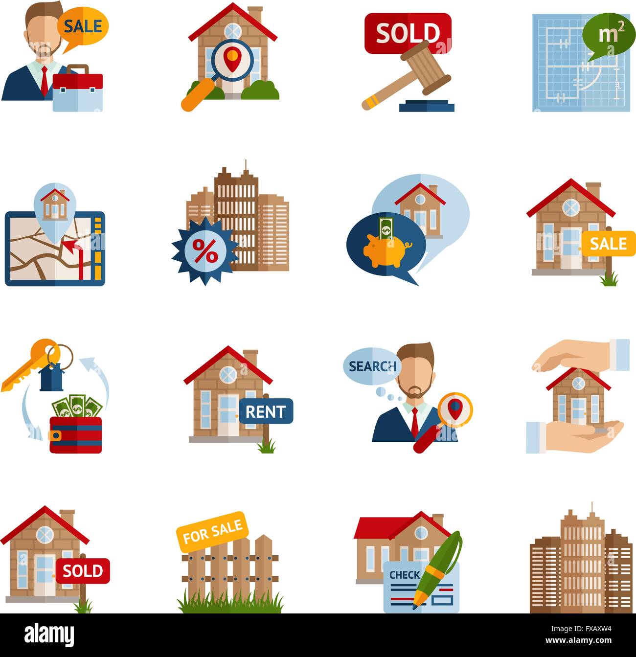 Real Estate Icons Set Stock Vector Image & Art - Alamy