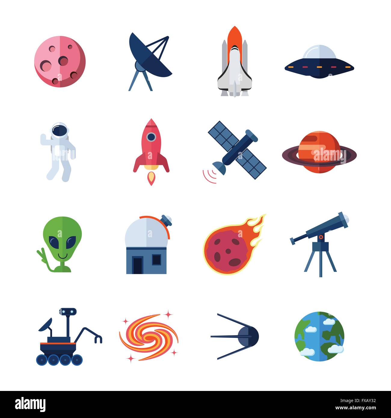 Space Icons Flat Stock Vector Image & Art - Alamy
