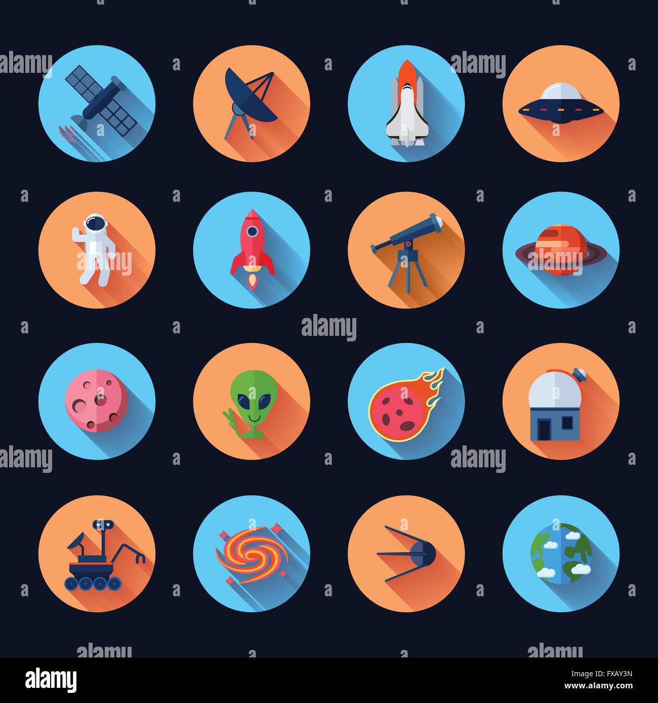Space Icons Flat Stock Vector Image & Art - Alamy