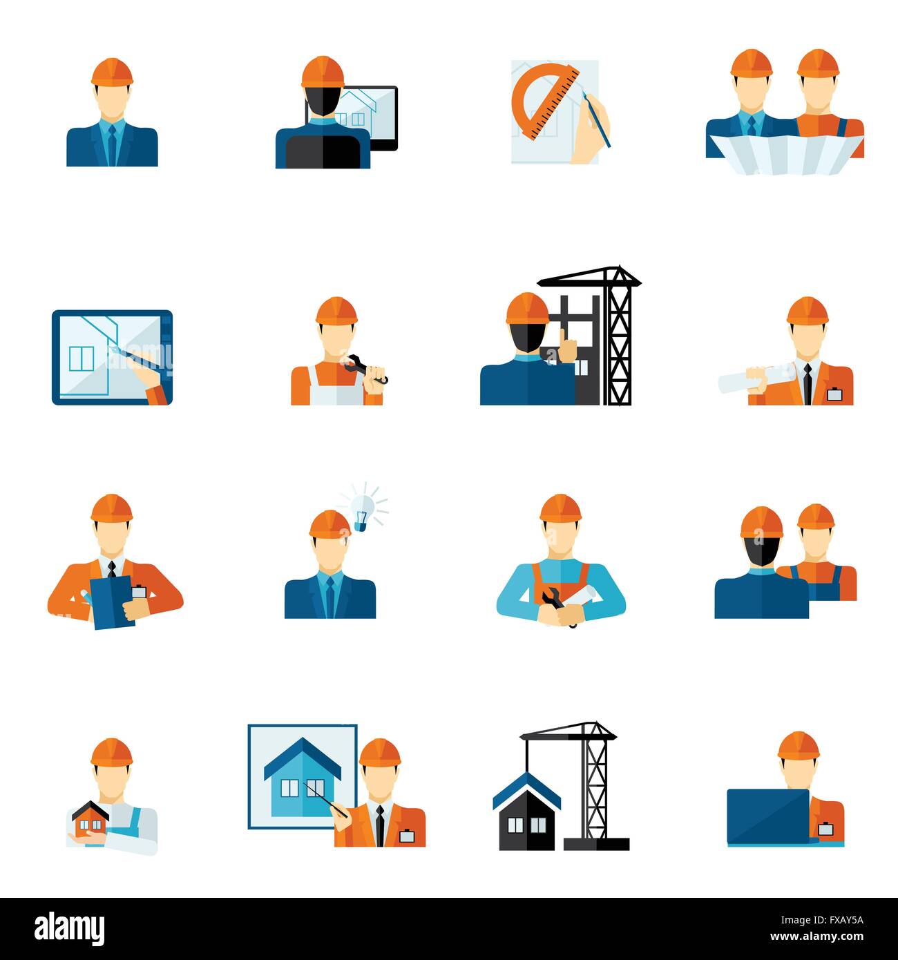 Engineer Icons Flat Stock Vector Image & Art - Alamy