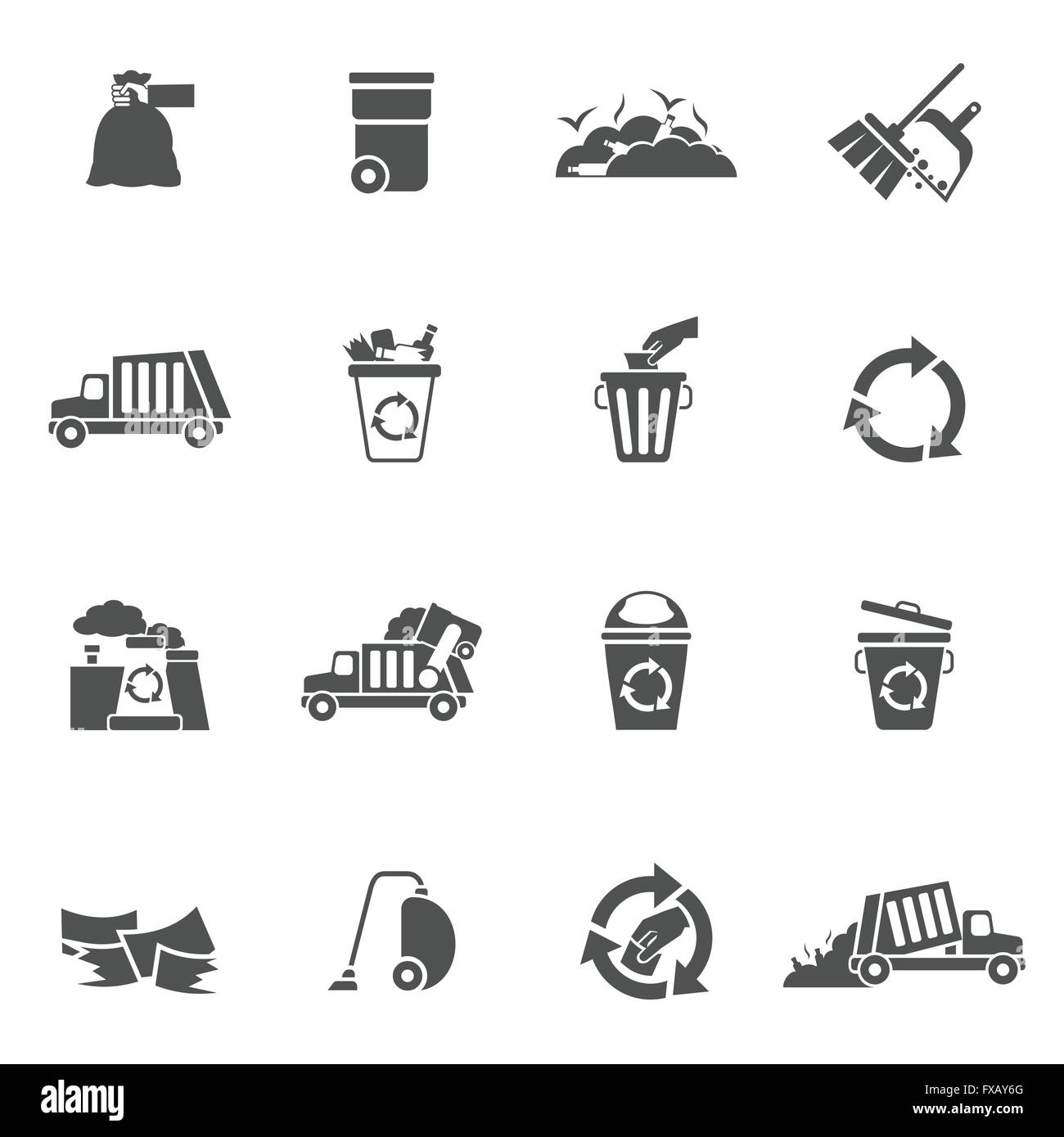 Garbage Icons Black Stock Vector Image & Art - Alamy
