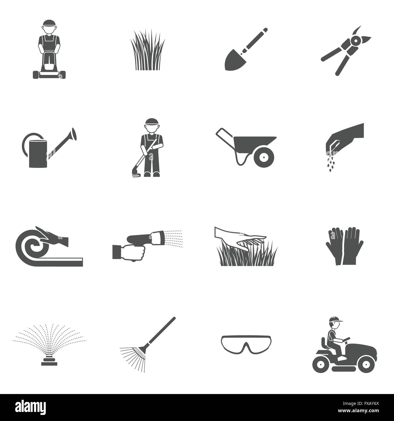 Lawn Man Icon Set Stock Vector Image & Art - Alamy