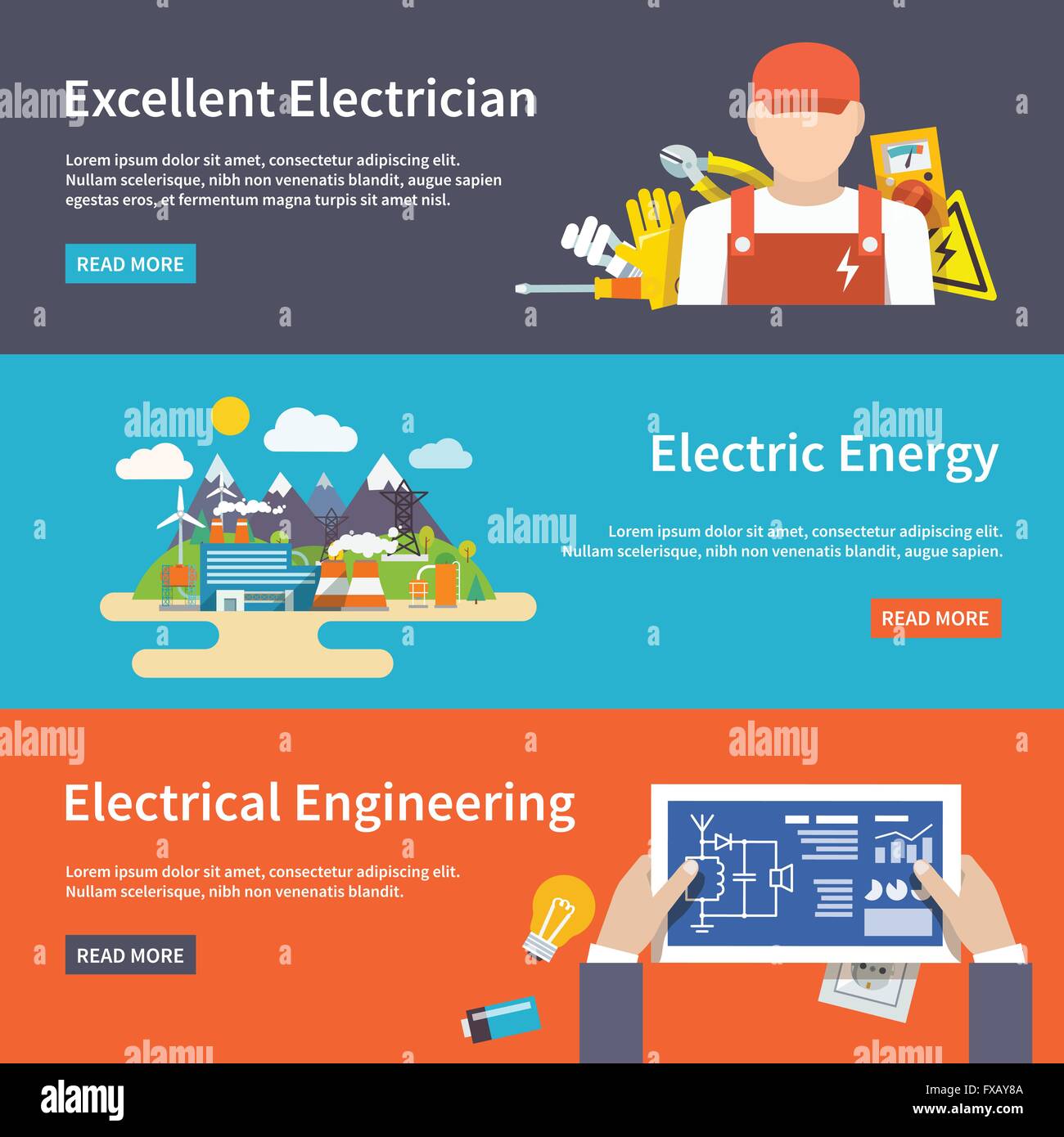 Electricity Banner Set Stock Vector Image & Art - Alamy