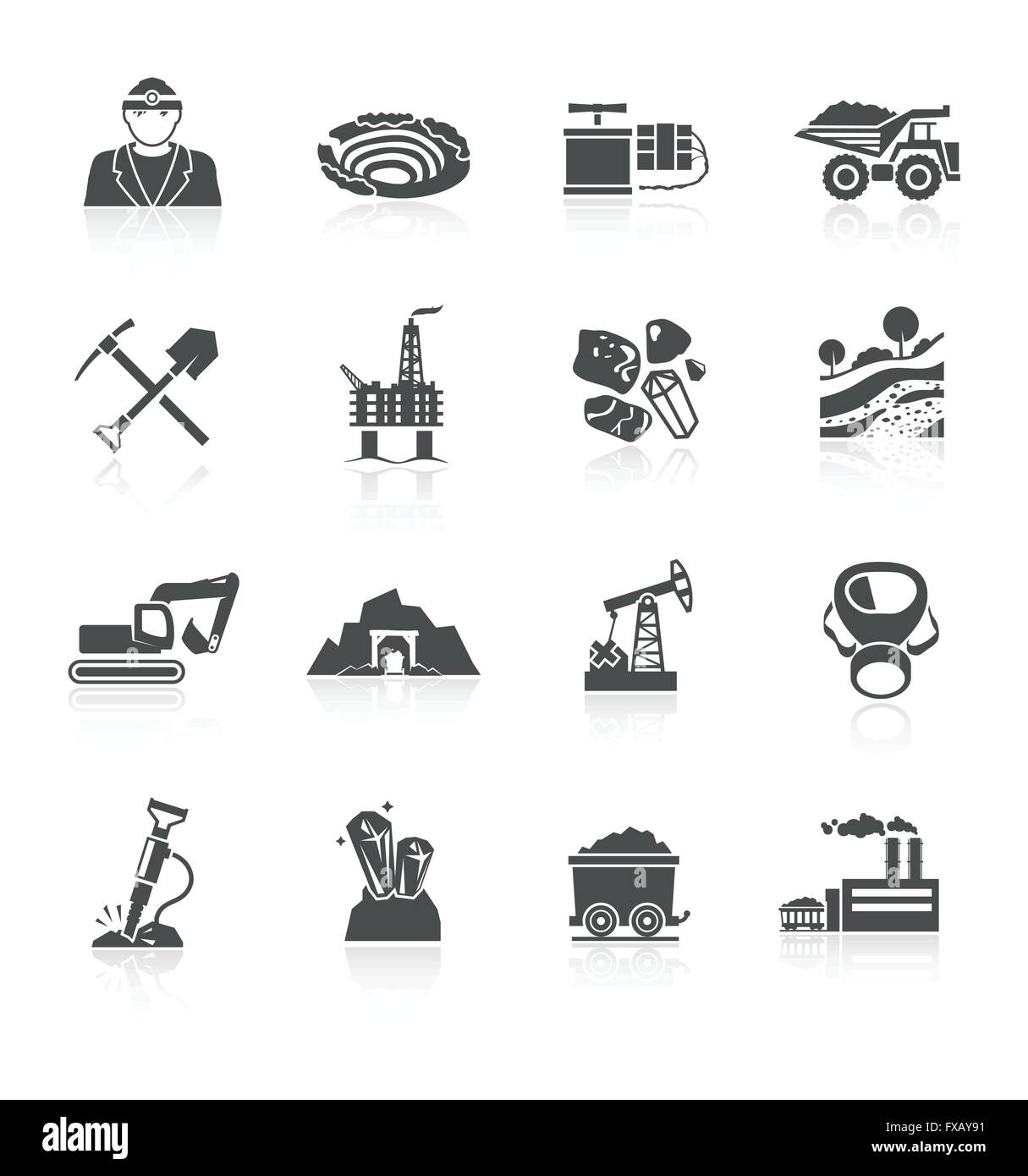 Mining Icons Black Stock Vector Image & Art - Alamy