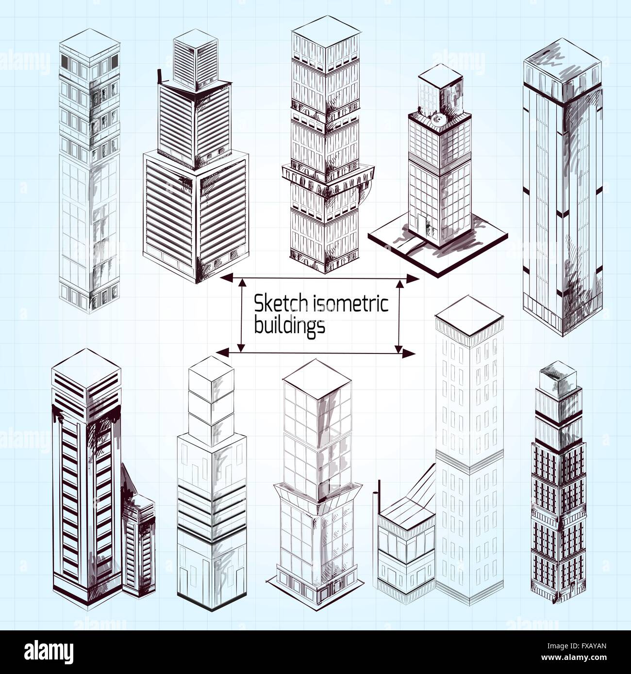 Sketch Isometric Buildings Stock Vector Image & Art - Alamy