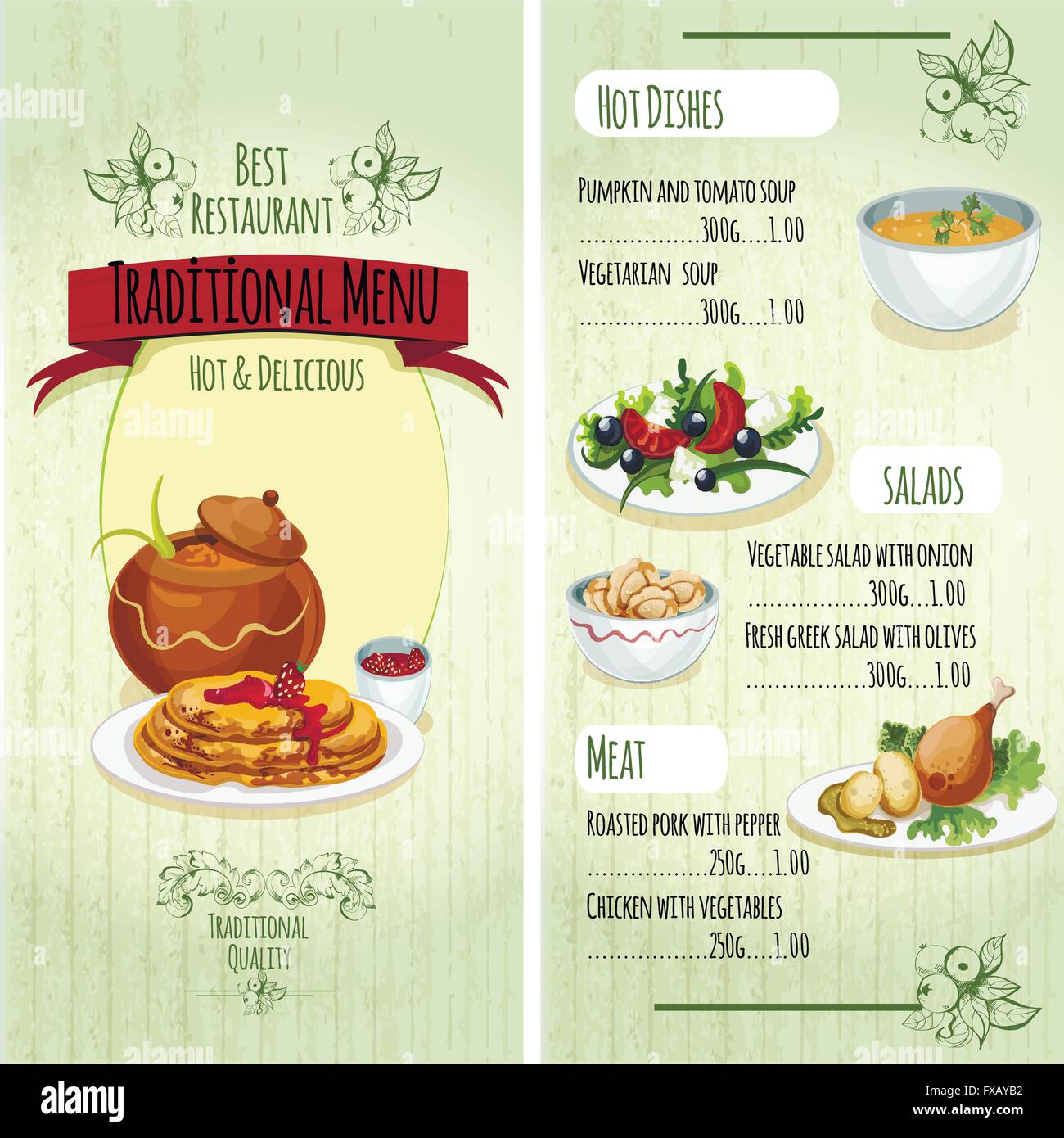 Traditional Food Menu Stock Vector Image & Art - Alamy