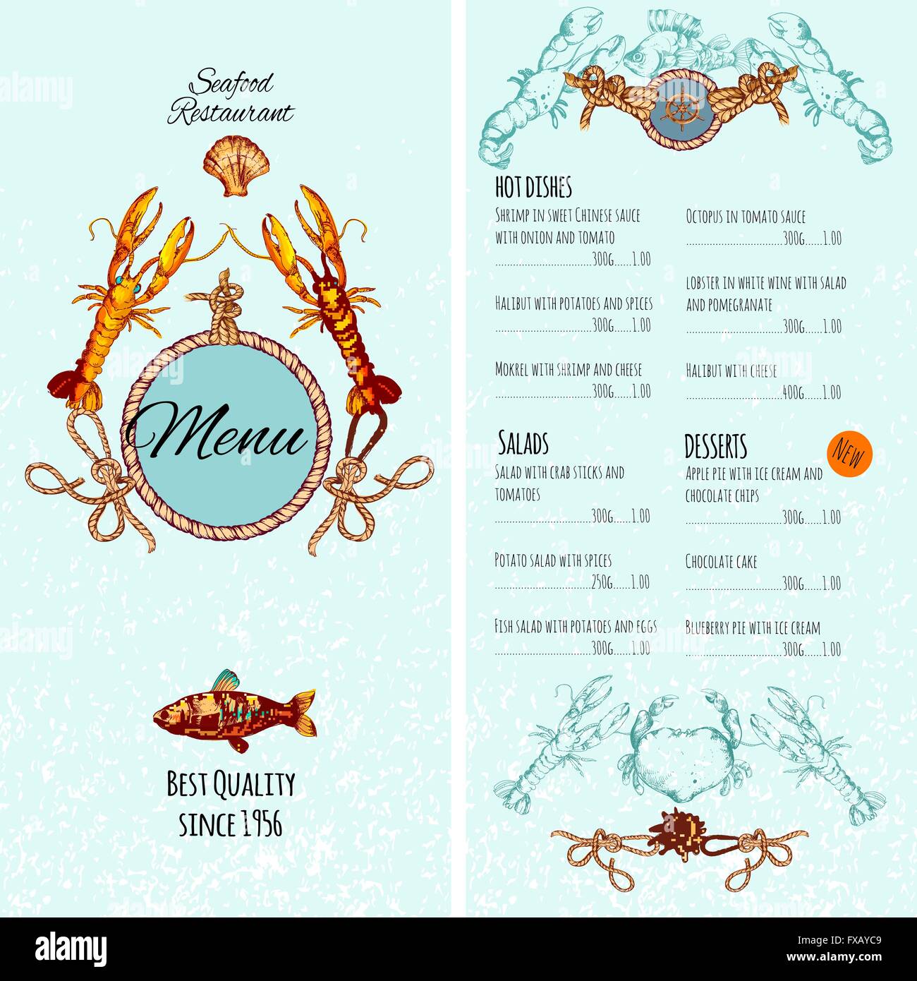 Seafood Menu Template Stock Vector Image & Art - Alamy