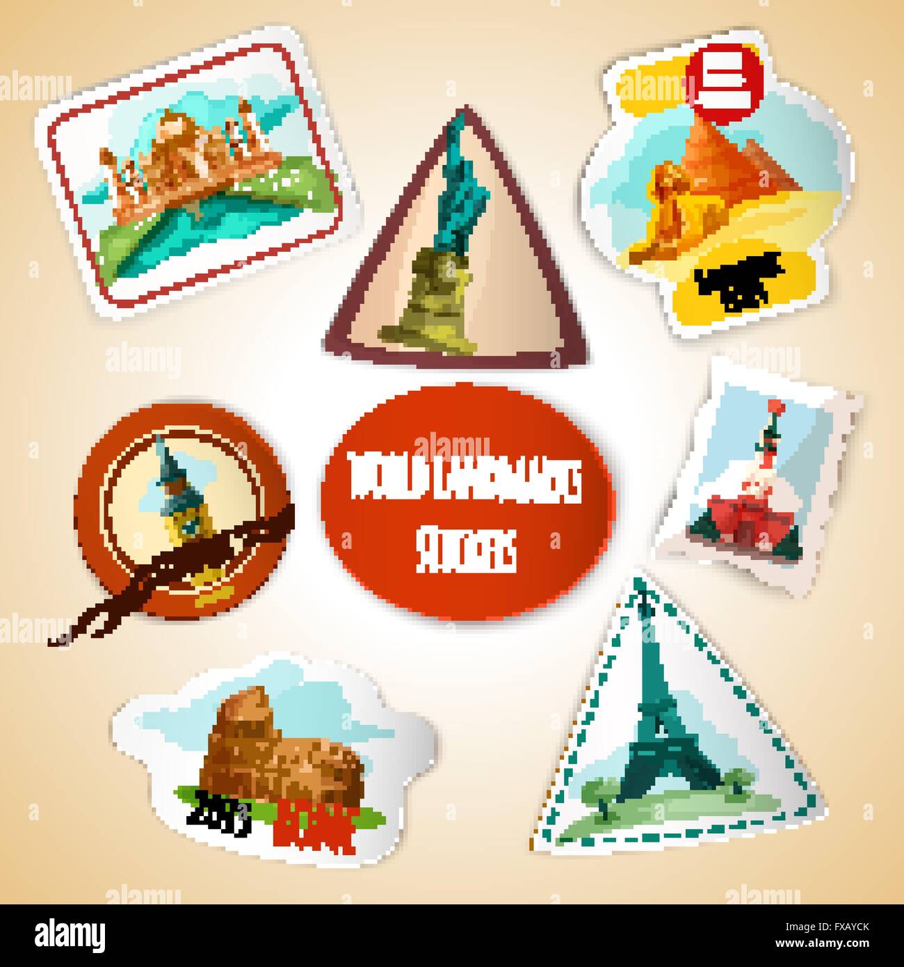 World Landmarks Stickers Stock Vector Image & Art - Alamy