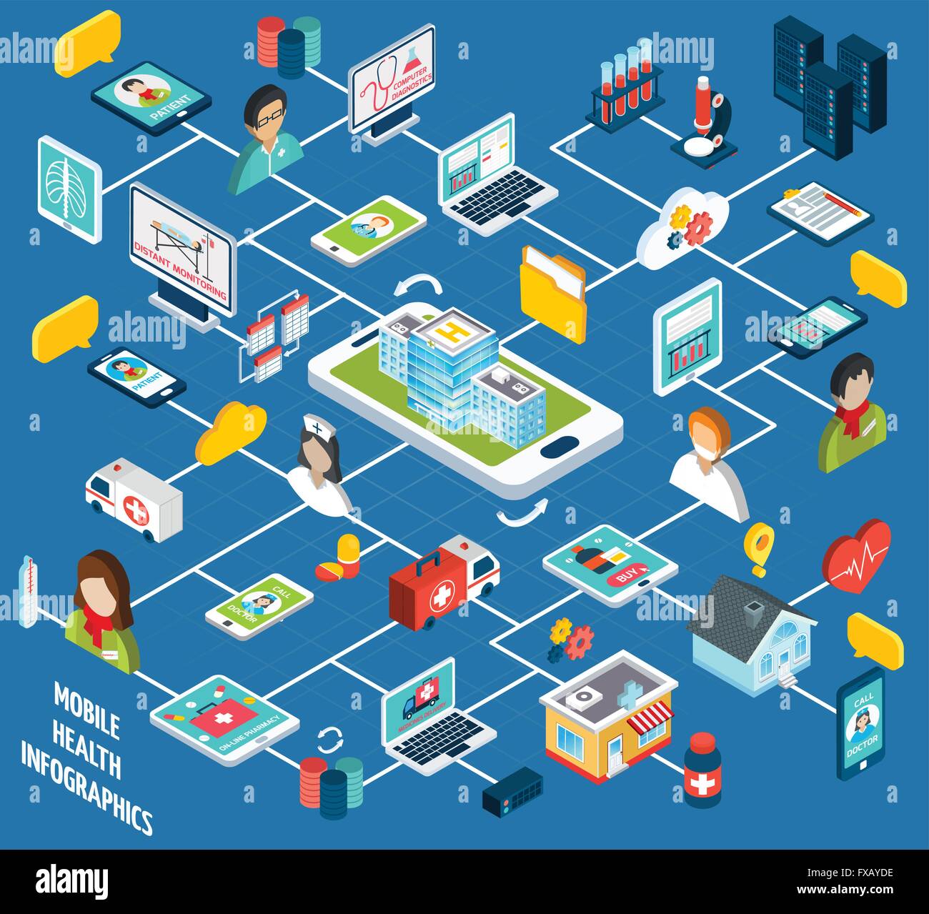 Monitoring patient in ambulance Stock Vector Images - Alamy