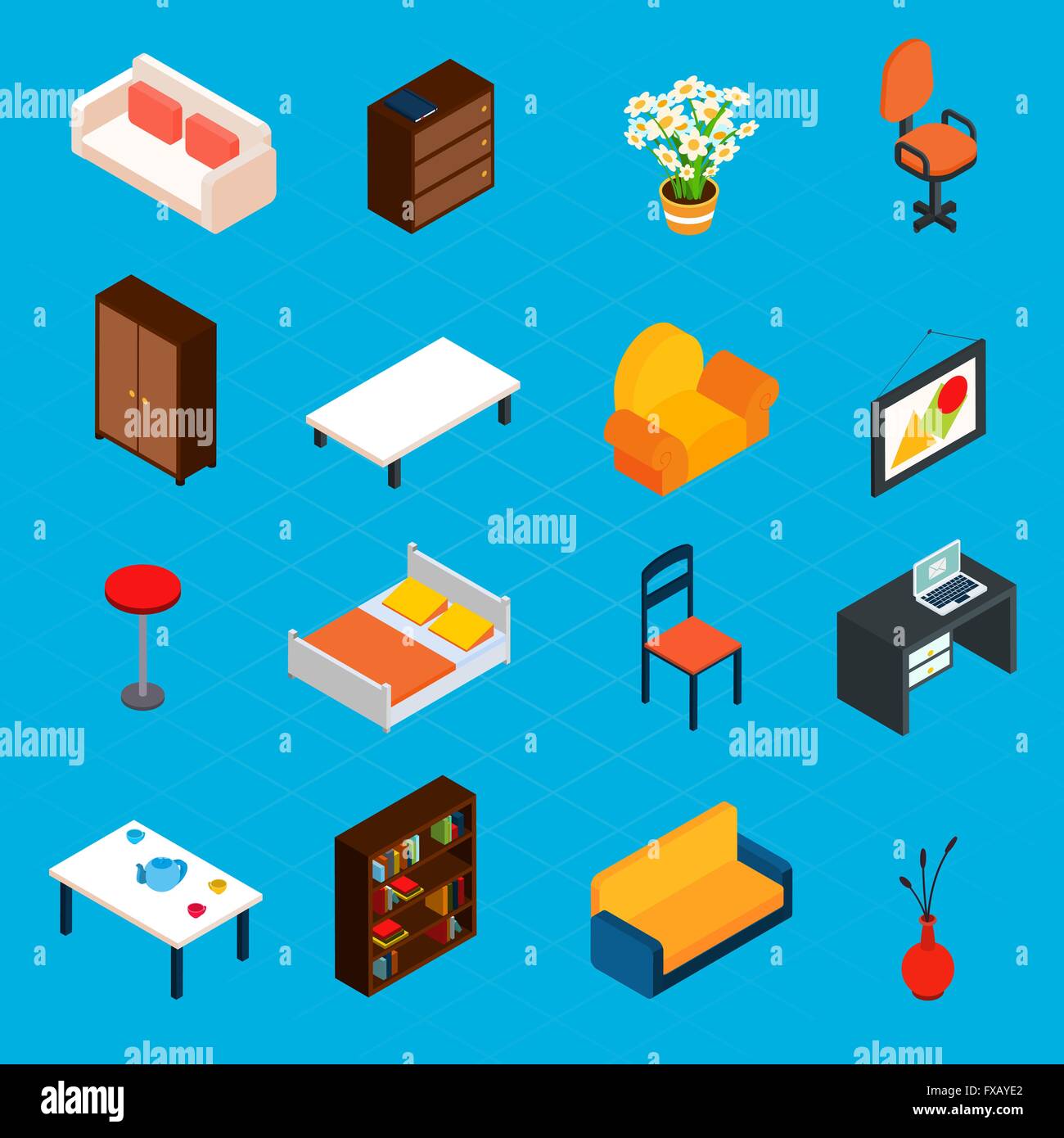 Isometric Interior Icons Stock Vector Image & Art - Alamy