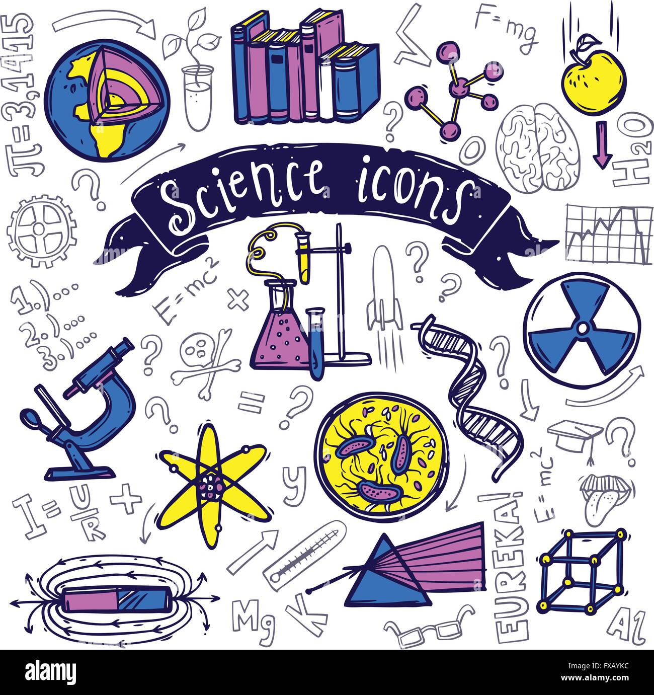Science symbols icons doodle sketch Stock Vector Image & Art - Alamy