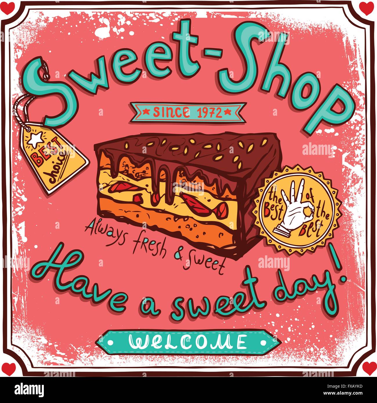 Sweetshop vintage candy poster Stock Vector Image & Art - Alamy