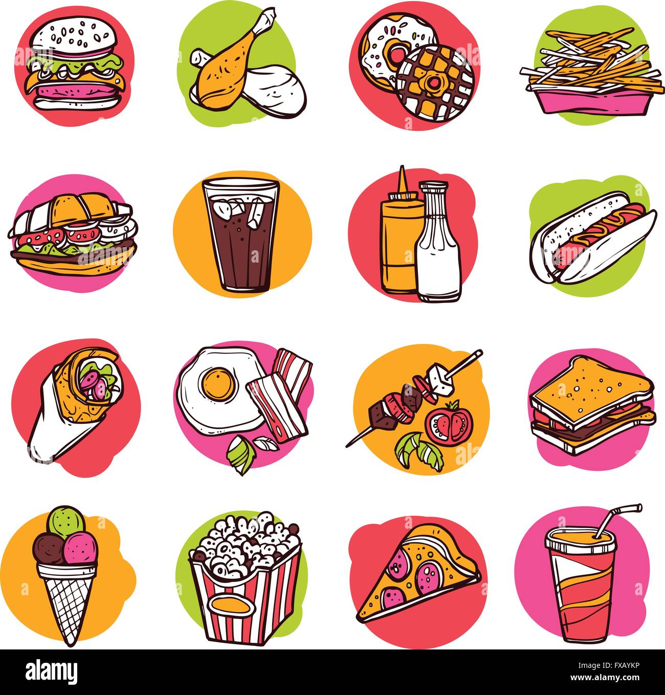 Fast Food Icon Set Stock Vector Image & Art - Alamy