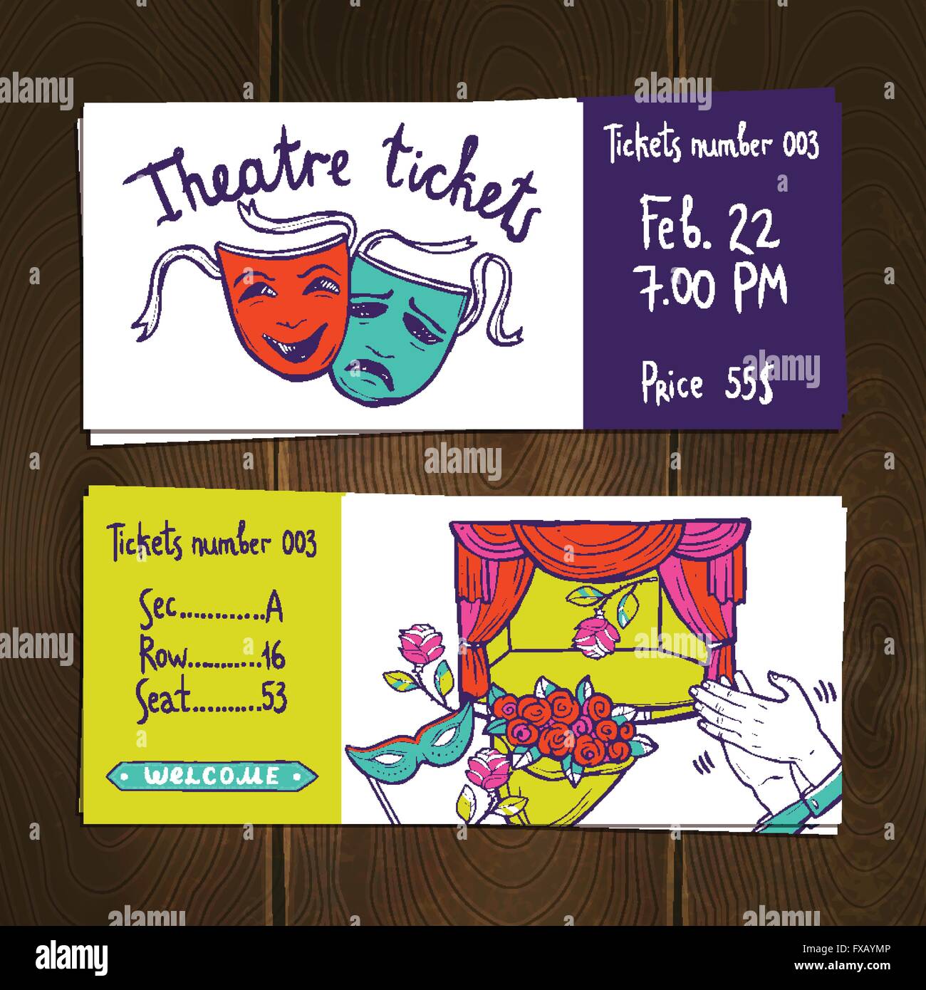 Theater Ticket Set Stock Vector Image & Art - Alamy