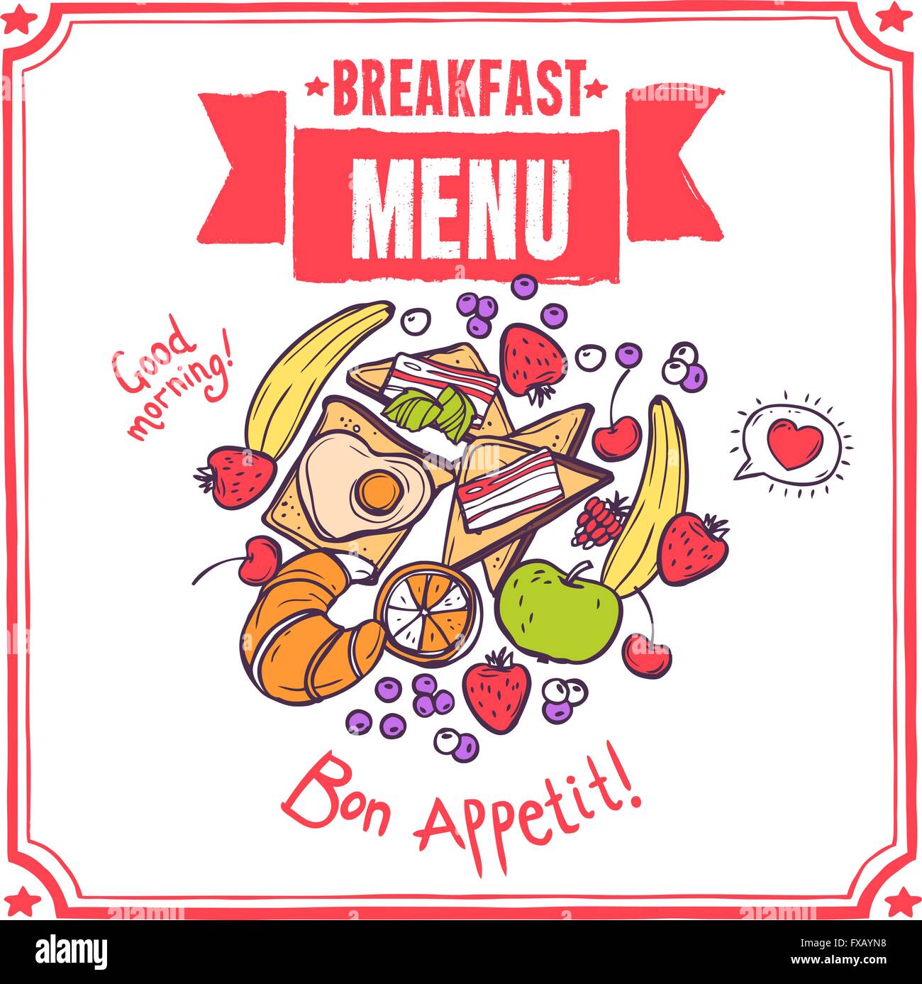 Breakfast Sketch Menu Stock Vector Image & Art - Alamy