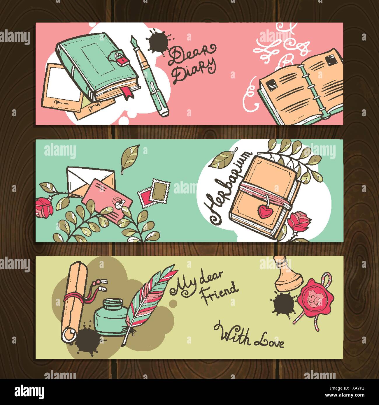 Diary Vintage Banners Stock Vector Image & Art - Alamy