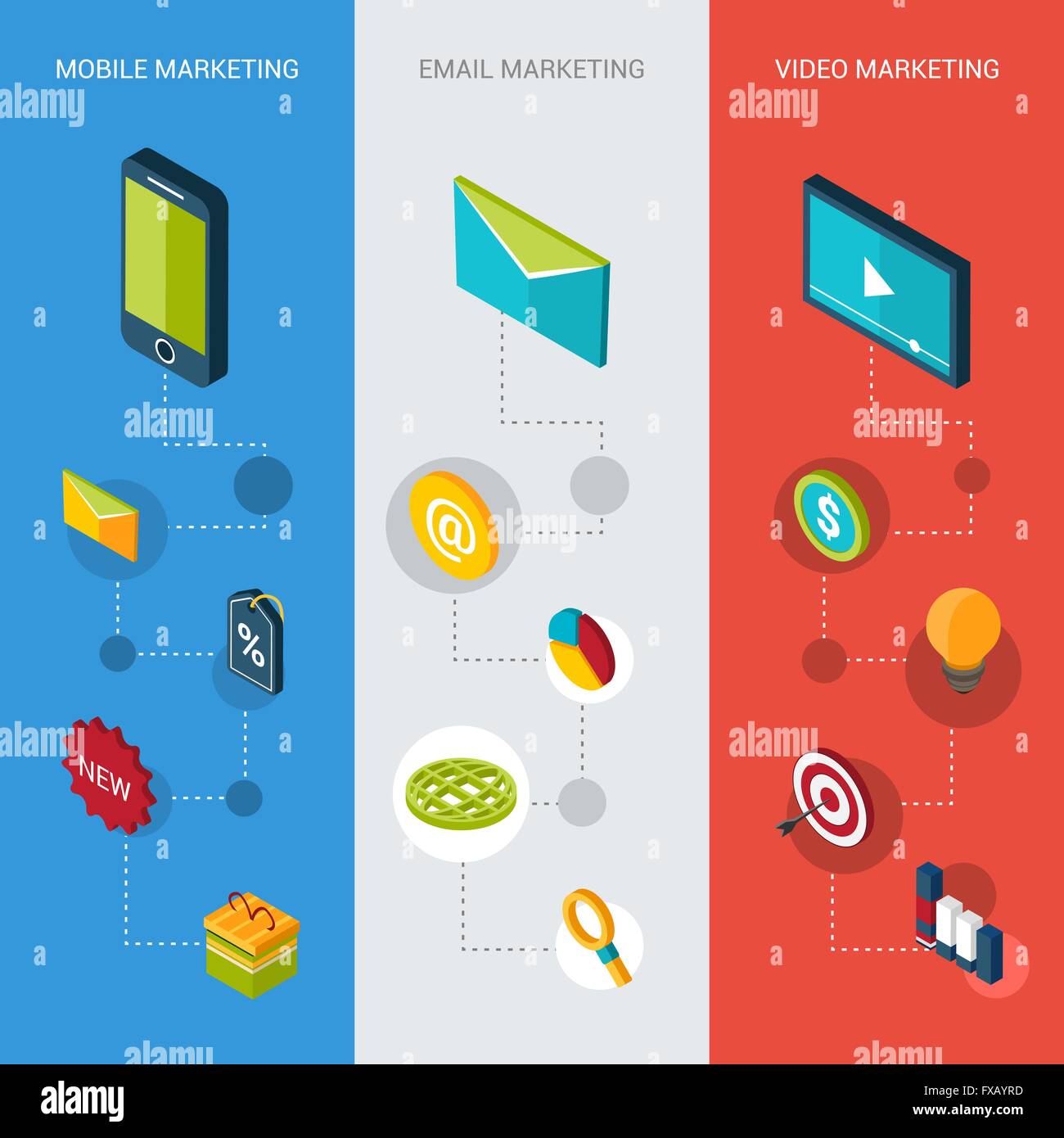 Marketing Isometric Banners Stock Vector Image & Art - Alamy