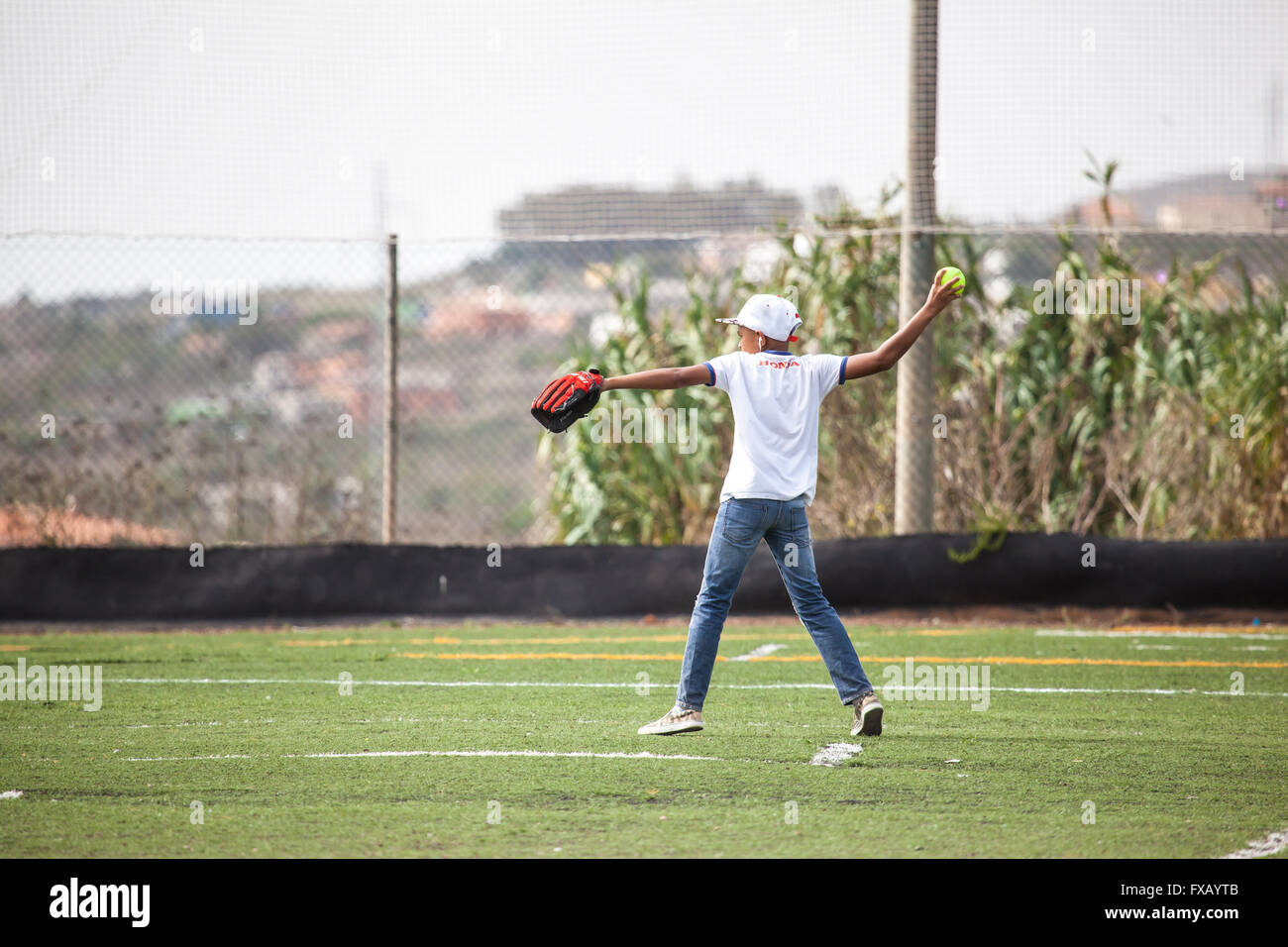 male versus male softball match Stock Photo - Alamy