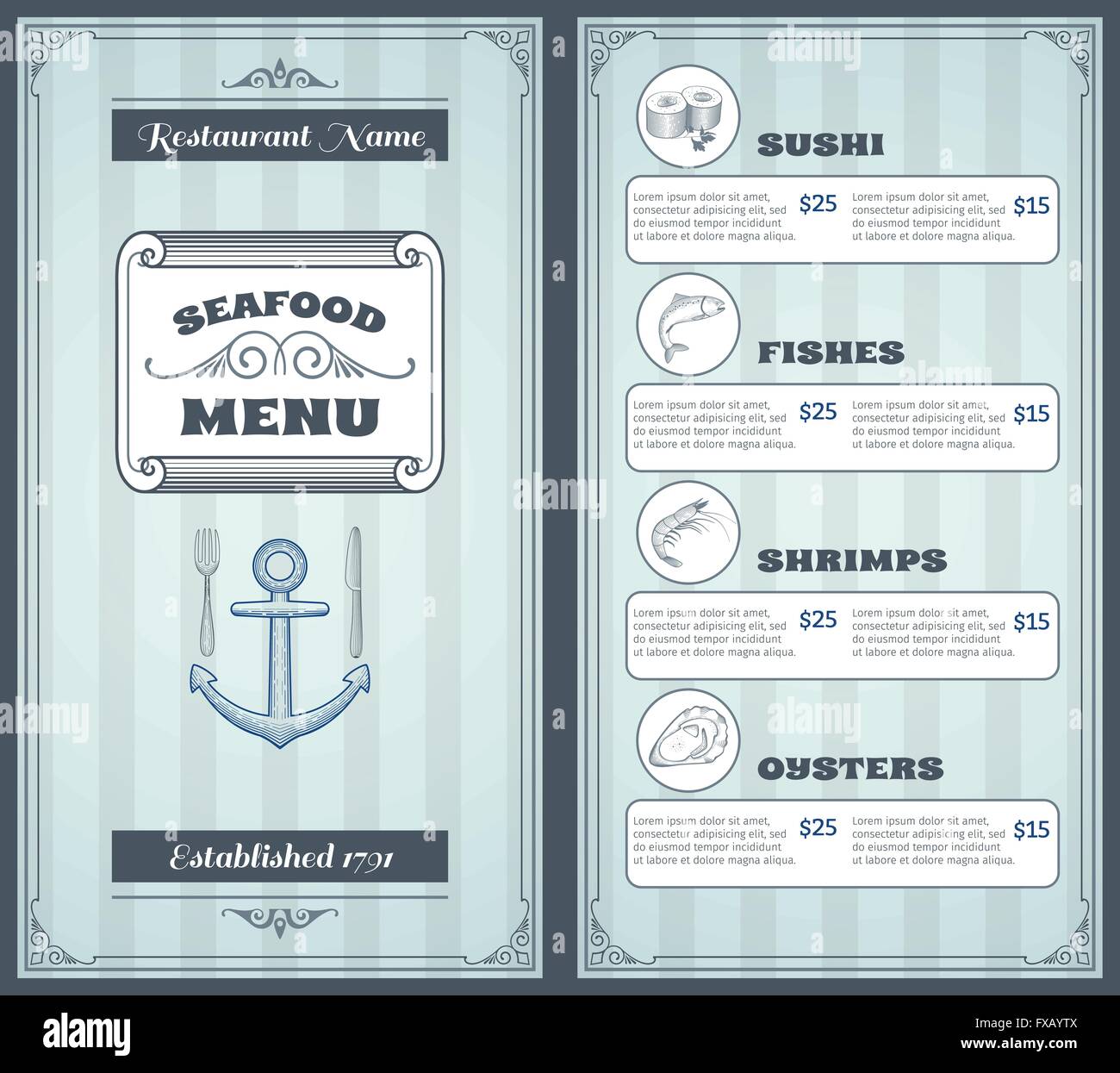 Seafood Menu Design Stock Vector Image & Art - Alamy