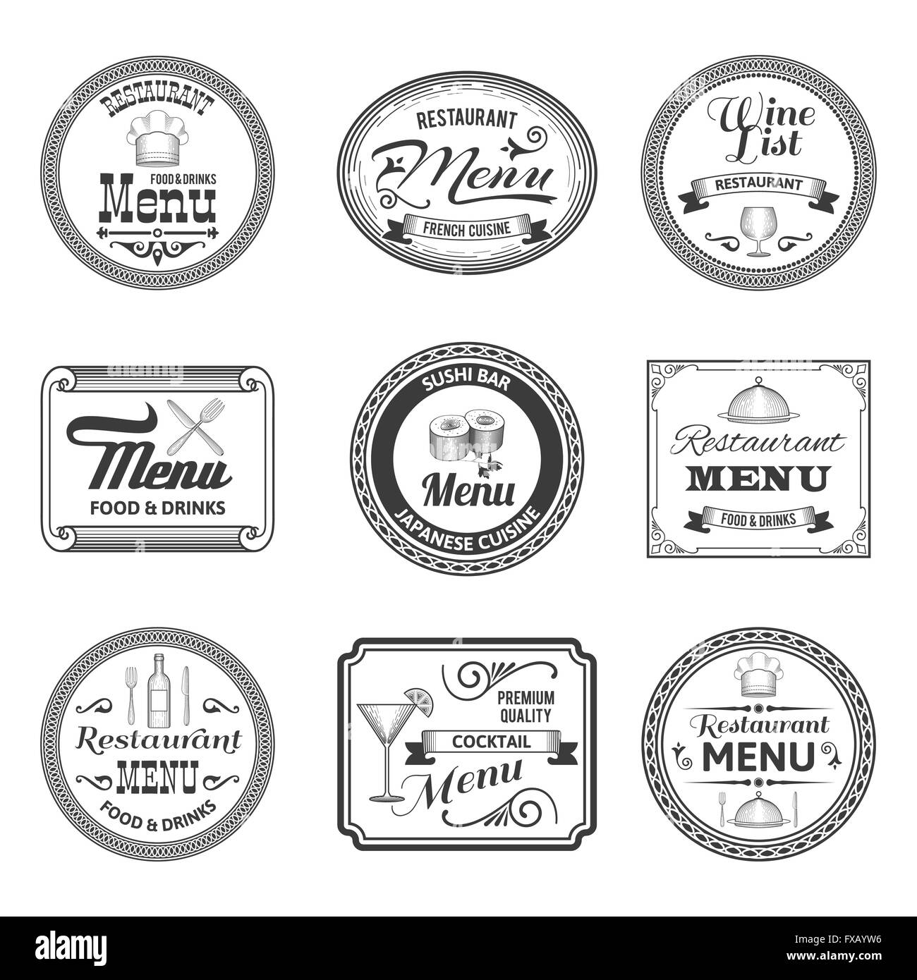 Retro Menu Labels Stock Vector Image & Art - Alamy