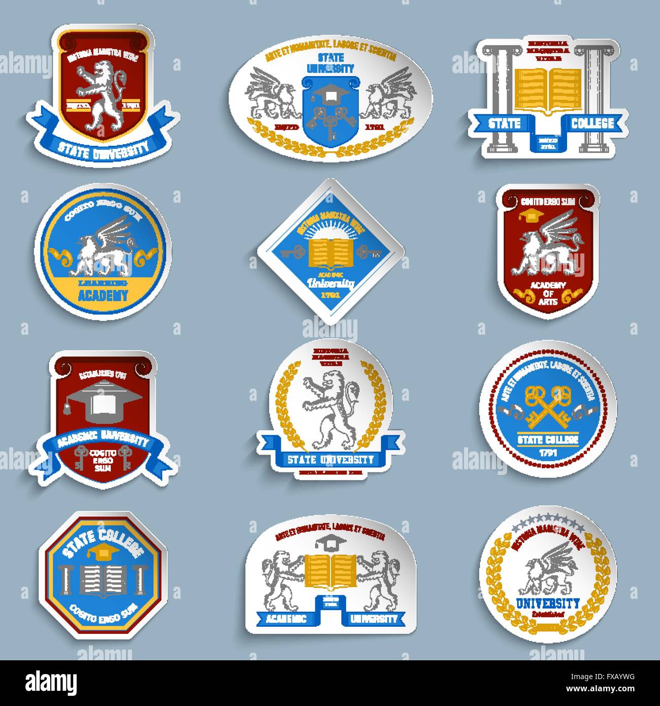 University badges pictograms set Stock Vector Image & Art - Alamy